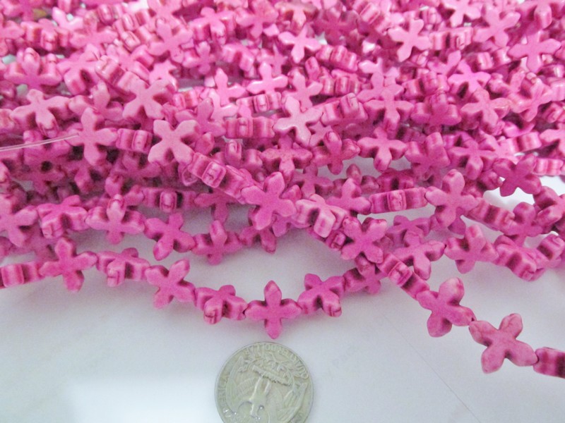 Pink cross rosette beads #TU-1397-14 : Beading Supplies, Ataggirl Creations
