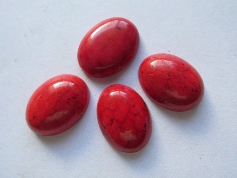 10x12mm Red Oval Cabs (4pcs) #CAB-51 : Beading Supplies, Ataggirl Creations